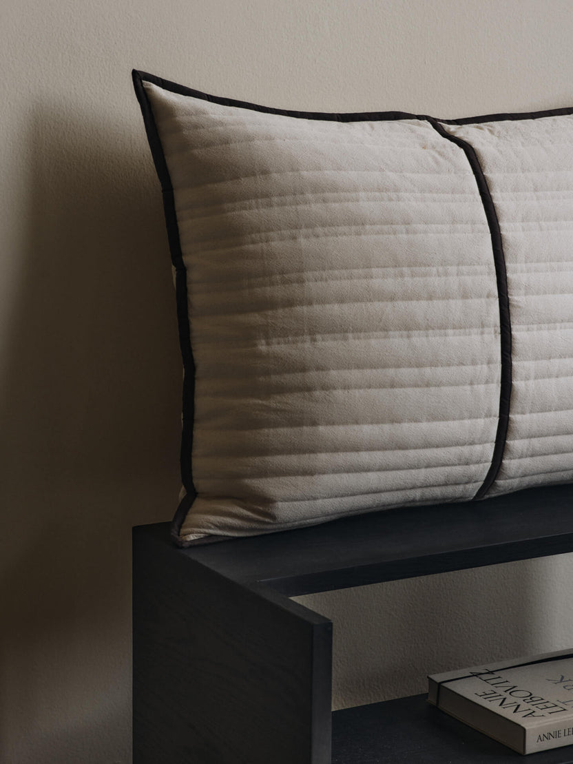 Vari Quilted Cushion - Rectangular - Natural/Dark Brown – Ferm Living